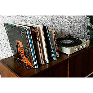 Pashion Vinyl Record Stand Holder, Desktop Album Storage Rack, Triangle Vinyl Record Shelf Display Vinyl Coated Metal Wire Rack Functional & Stylish Display Rack for Office Home