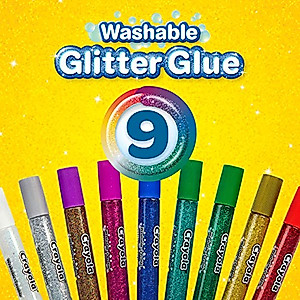 Crayola Washable Glitter Glue Pens, 9 Count, Colors may vary