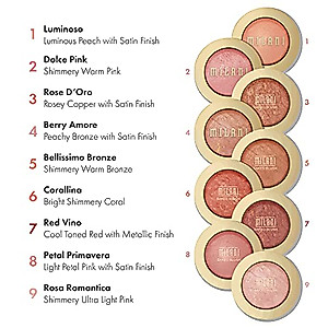 Milani Baked Blush - Bella Bellini (0.12 Ounce) Vegan, Cruelty-Free Powder Blush - Shape, Contour & Highlight Face for a Shimmery or Matte Finish