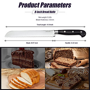 CHILLKET Bread Knife, Bread Slicer for homemade bread, 8 inch Serrated Knife for Crusty Bread, Sandwich, Cake, Bagels