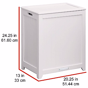 Oceanstar RHP0109W Rectangular Laundry Wood Hamper, White Finished