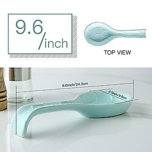 CHILDIKE 2Pcs Porcelain Spoon Rests 9.5 inch Ceramic Utensil Holder for Counter Stove Top, Ladles, Tong, Spatula, Kitchen Decor Accessories, Birthday, Christmas Gifts (Mint Green)