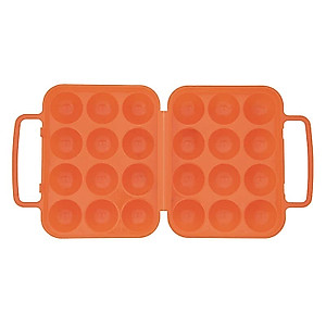 Outdoor Life Plastic Egg Carrier with Handle for Easy Transport, Use at Home or While Camping, Made of BPA-Free Plastic, 7.87x6.5x2.95 Inch, Orange