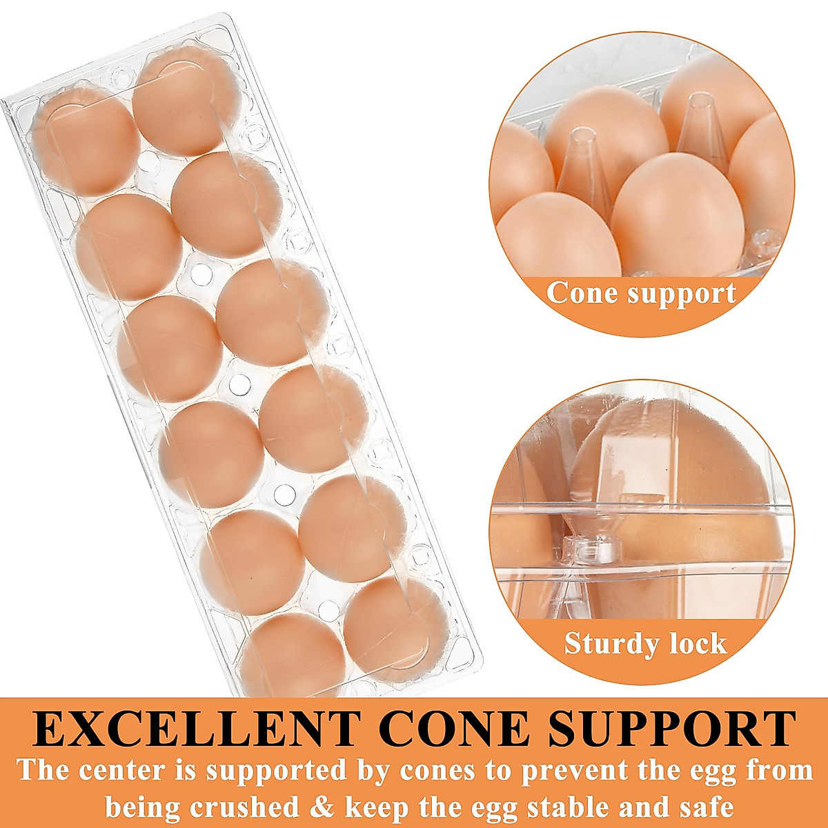 Oungy 50 Pack Plastic Egg Cartons Bulk 1 Dozen Clear Empty Egg Cartons Holds Up to 12 Eggs, Chicken Egg Cartons Reusable Egg Cartons Egg Tray for Family Chicken Farm Markets Display, 2x6 Grids