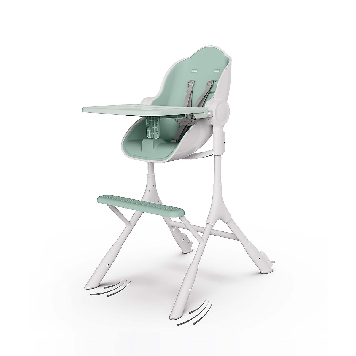 Oribel Cocoon Z Baby High Chair & Lounger | Avocado Green | Convertible for Napping & Feeding | 0mths and up | Easy to Move Gliders | Easy to Clean | No-Tool Adjustment