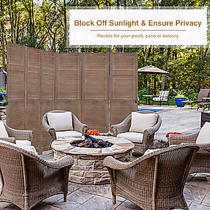 Esright 6 Panel Wood Room Divider, 5.6 Ft Tall Folding Privacy Screen Room Divider, Freestanding Partition Wall Dividers for Office,Bedroom, Brown