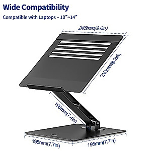 Besign LSX5 Aluminum Laptop Stand, Ergonomic Adjustable Notebook Stand, Riser Holder Computer Stand Compatible with Air, Pro, Dell, HP, Lenovo More 10-14" Laptops (Black)