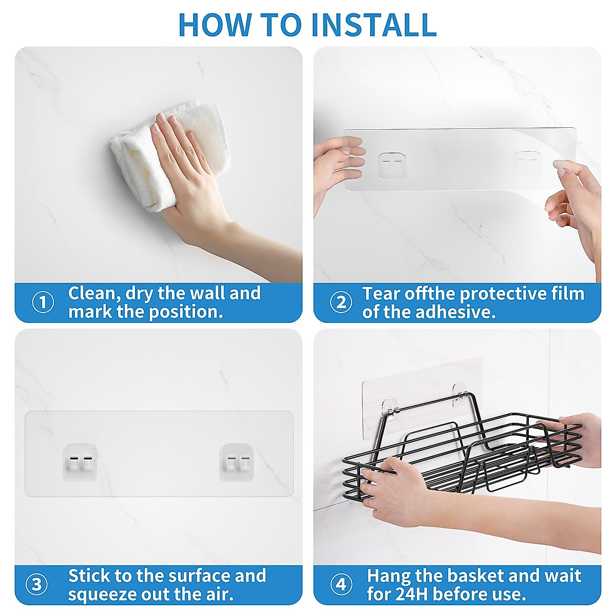 Adhesive Shower Caddy Organizer Shelves Rack-5 Pack Corner Bathroom Storage Organization, Home & Kitchen Decor Inside RV Accessories, Hanging First Apartment Household Camper Essentials (black)