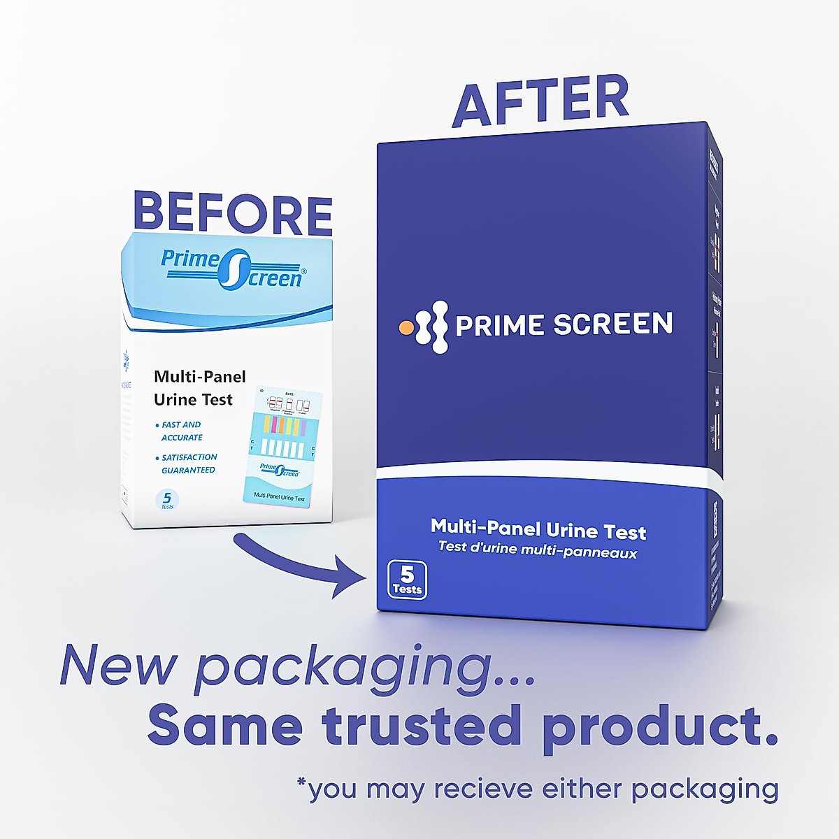 Prime Screen Marijuana (THC) Multi Panel Urine Test Kit. Highly Sensitive THC 3 Level Drug Test Kit- Multi Level Detecting Any Form of THC Cannabis Test at 15 ng/mL, 50 ng/mL, and 100 ng/mL - [5 Pack]