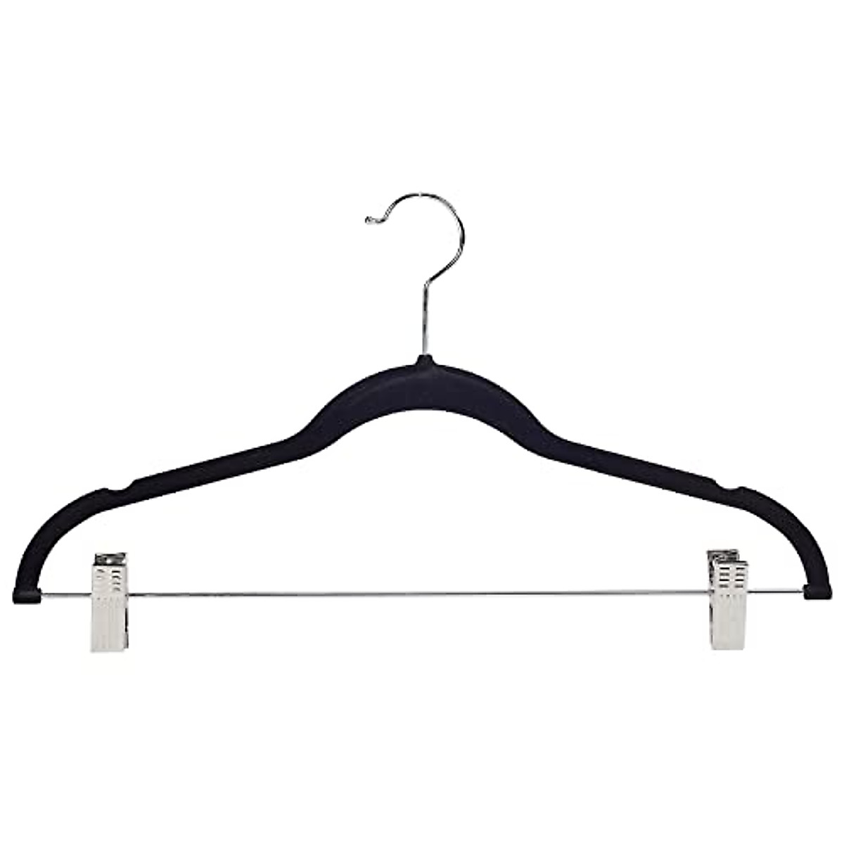 Simplify Velvet Hangers - Plastic Hangers with Zink Hooks - Hangers for Pants, Shirts, Clothes - Black - Pack of 6-0.16" x 16.93" x 9.06"