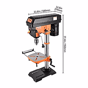 VEVOR 12 in Benchtop Drill Press, 5 Amp 120V, Variable Speed Cast Iron Bench Drill Press, 12 in Swing Distance 0-45° Tiltling Worktable with Laser Work Light, Tabletop Drilling Machine for Wood Metal
