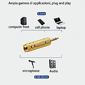 Eledabra 1/4'' to 3.5mm Stereo Headphone Adapter for Audio Connector Cable, 3.5mm(1/8'') Plug Male to 6.35mm (1/4'') Jack Female Stereo Adapter for Headphone, Amp Adapte -5PCS