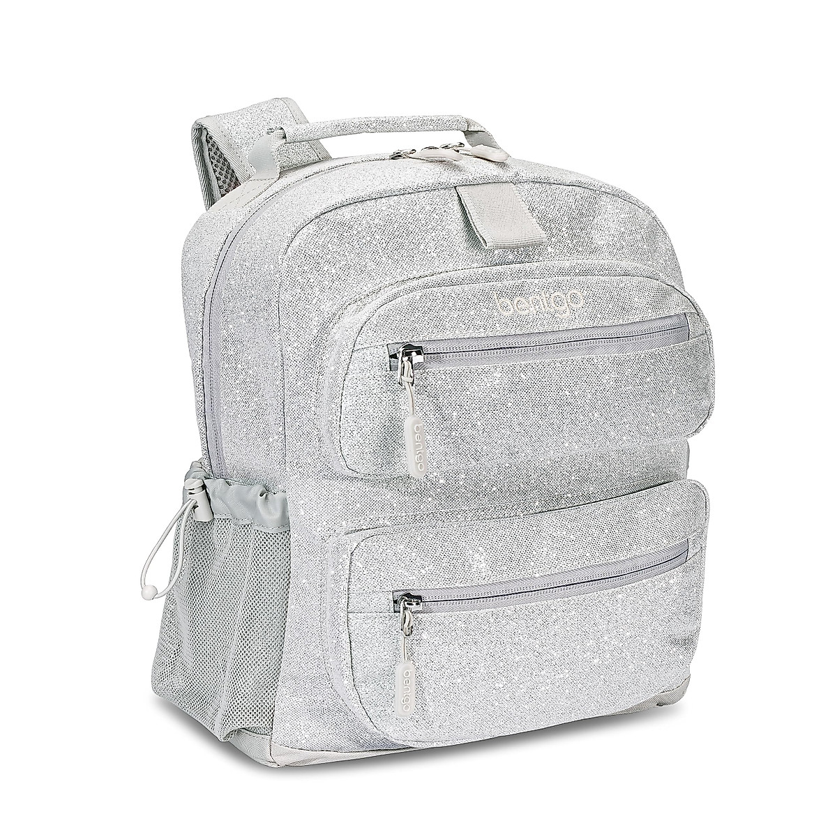 Bentgo® Kids 5-Compartment Lunch Box Set With Lightweight 14” Kids Backpack (Glitter Edition - Silver)