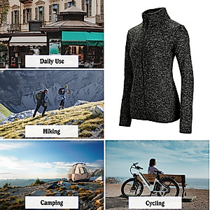 Dolcevida Zip Up Sweaters For Women Fleece Zip Up Speckled Jacket with Pockets (Black Mix, M)