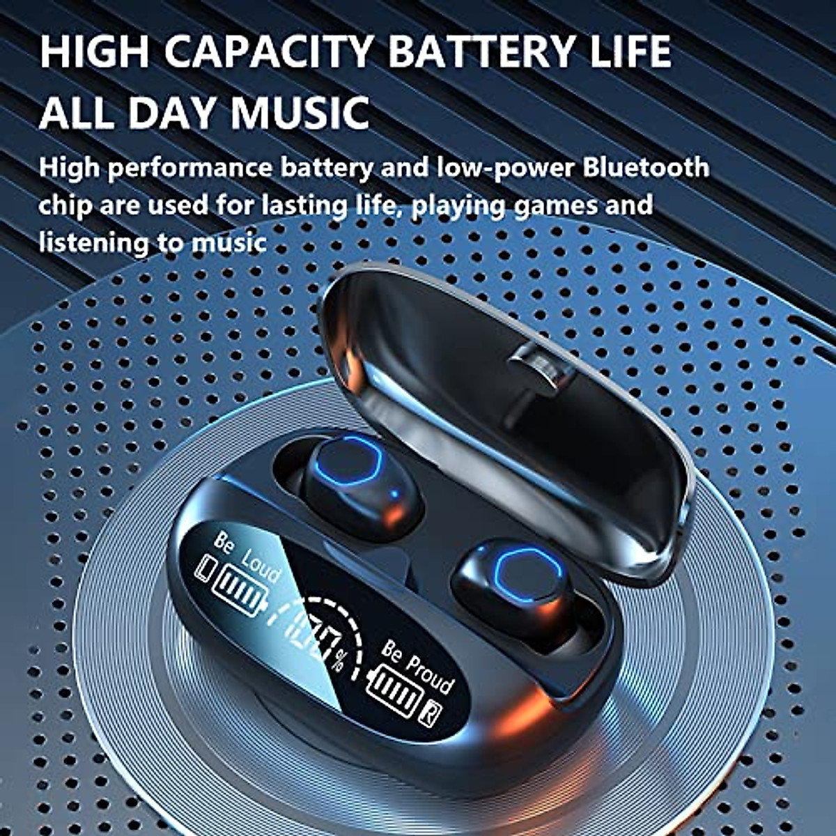 Ke1Clo Sports Bluetooth Wireless Earbuds with LED Power Display, 8H Playback in-Ear Earbuds with Mic, HiFi Stereo, Magnetic Charging, Suitable for Commute, Work
