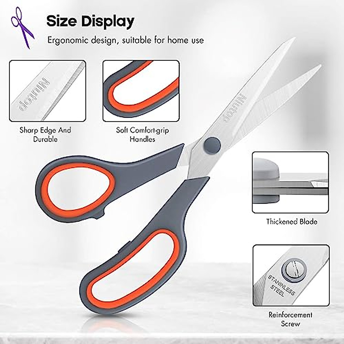 Scissors Bulk Set of 100-Pack, Niutop 8" Multipurpose Sharp Sewing Craft Fabric Scissors for Office Home High/Middle School Student Office Teacher Art Supplies, Soft Comfort-Grip Right/Left Handles