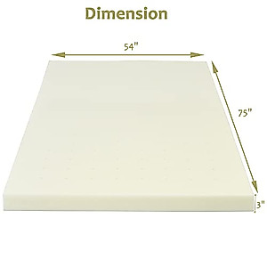 GOFLAME 3 Inch Full Size Mattress Topper, Ventilated Mattress Pad High Density for Cozy Sleeping