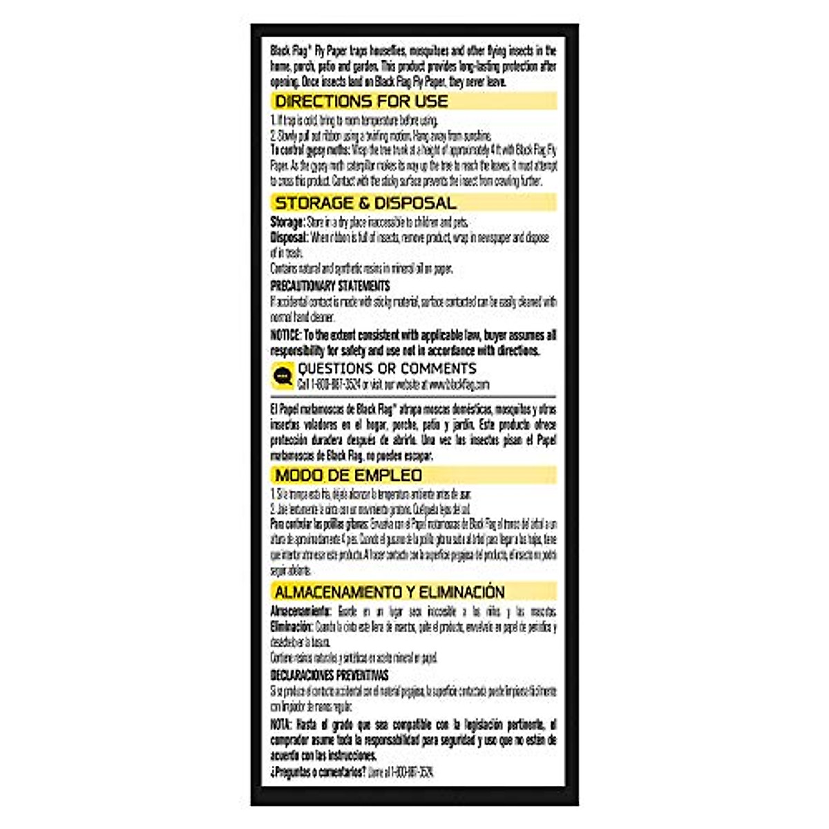 Black Flag Fly Paper, Insect Trap, Ready-to-Use, 4-Count, 24 pack