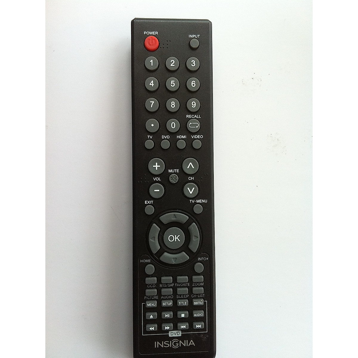 Insignia Combo DVD+TV REMOTE CONTROL for NS-28DD310NA15 NS-19ED200NA14 NS-24ED200NA14 NS-28ED200NA14 NS-32DD200NA14 NS-20ED310NA15 NS-24ED310NA15 NS-32DD310NA15 LCD LED TV