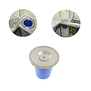 8L ABS Plastic Kitchen Bath Countertop Bench Top Waste Garbage Trash Plastic Bin Container with Stainless Steel Lid Built-in Drop in