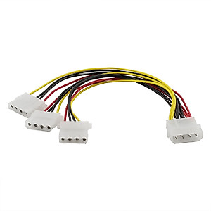 ZRM&E 2pcs 4Pin IDE PSU Power Splitter Cable D Type Large 4P Molex 1 Male to 3 Female Multiplier PC Fan Extension Cable