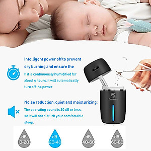 Epoch Making USB Car Humidifier, 200 Milliliter Mini Portable Humidifiers Air Purifier with 7 Colors LED Night Light, Quiet Operation, Adjustable Mist Modes for Travel Home Baby Office Car (Black)