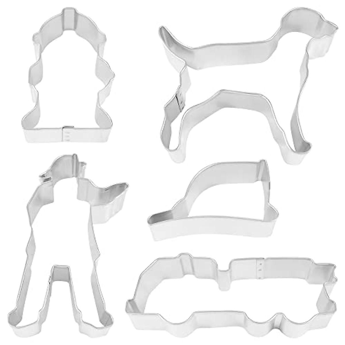 R&M International Fire Truck Cookie Cutters, Firefighter, Truck, Helmet, Hydrant, Dog, 5-Piece Set
