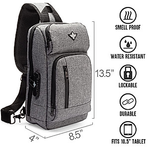 Erozul Equinox Sling Backpack Anti Theft Combination Lock Chest Shoulder Bag Waterproof Crossbody Casual Daypack (Black)