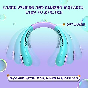 Trakxy Portable Neck Fan for Kids, Rechargeable Battery Powered Personal Mini Fan, Cartoon Headphones and Handsfree Wearable Design Kids Neck Fan for Children Sports, Studying, Playing-Blue