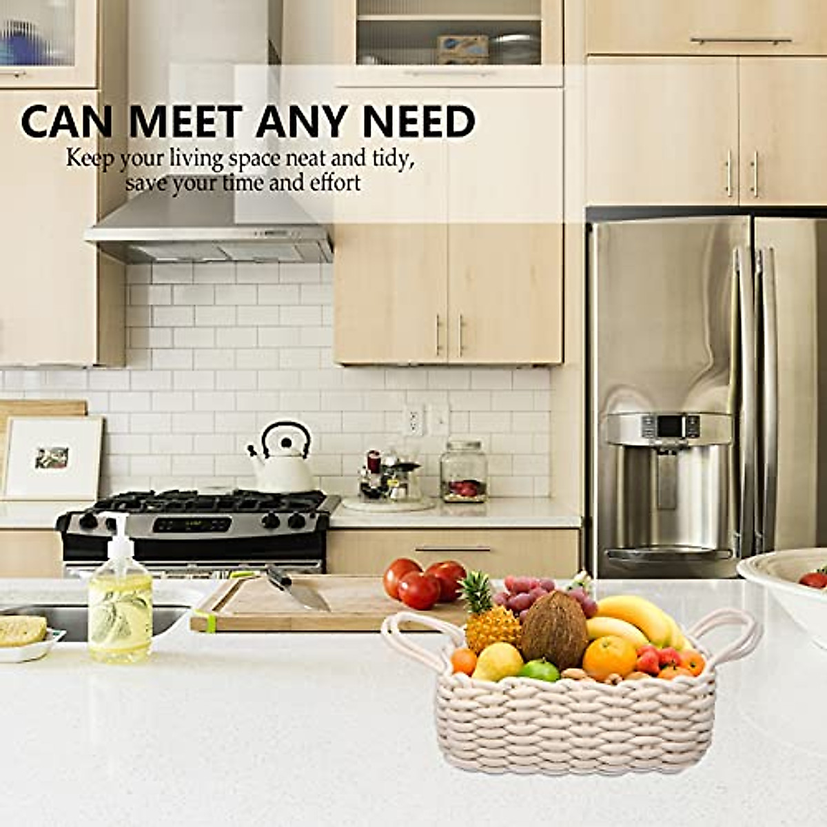 Veemoon Storage Bins Storage Bins Sundries Container Basket Woven Cotton Rope cotton woven basket cotton thread basket woven storage basket Storage Basket, Cotton Small Basket Baskets