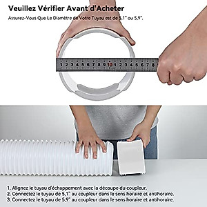 AGPTEK 2 In 1 Exhaust Hose Coupler, 5.1&5.9" Exhaust Vent Hose Adapter, Portable AC Duct Hose Connector and Extender, Air Conditioner Tube Accessories, Support Clockwise &Counter-Clockwise Thread Hose