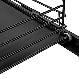 LOYALHEARTDY Pull Out Cabinet Organizer, 2 Tier Stainless Steel Under Sink Storage with Sliding Drawers Rectangular Home Organizer Shelf for Bathroom Kitchen (15.55 x 11.42 x 13.19inch, Black)