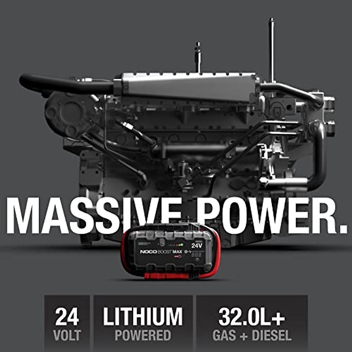 NOCO Boost Max GB251 3000 Amp 24-Volt UltraSafe Portable Lithium Jump Starter Box, Battery Booster Pack, and Commercial Jumper Cables for Gasoline and Diesel Engines Up to 32-Liters