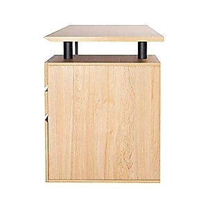 Techni Mobili Computer Desk with Storage and File Cabinet, 30" x 23.6" x 47", Pine