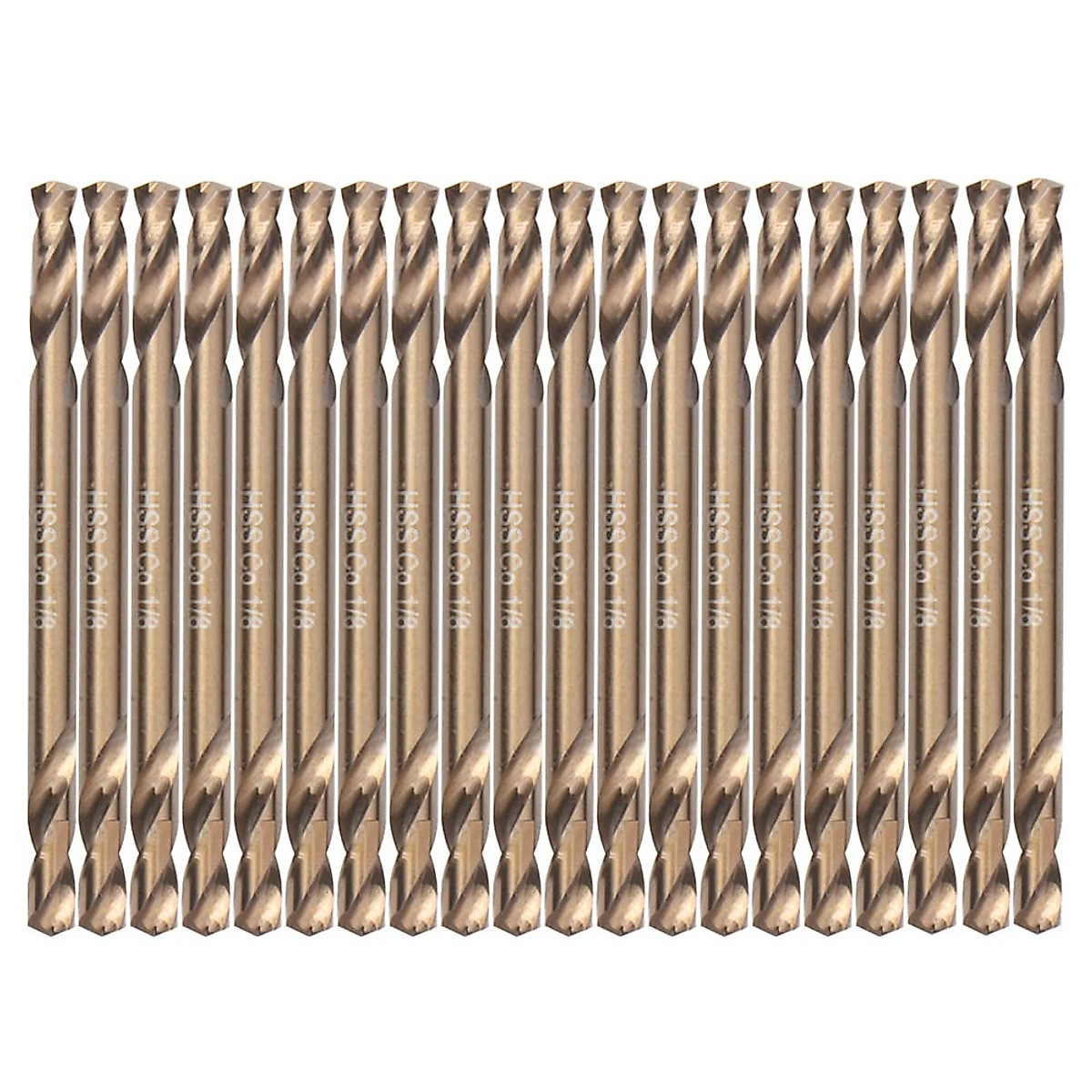 VALYRIANTOOL 1/8" Cobalt Drill Bits(20PCS), M35 HSSCO High Speed Steel Double Ends Stubby Body Twist Drill Bit Set for Hardened Metal, Stainless Steel, Cast Iron, Plastic and Wood
