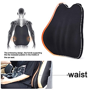 Car Lumbar Support Back Cushion Memory Foam with Back Pain Relief for 200 300 Pacifica DS DS3/CABRIO DS4/crossback DS5 1PCS Black