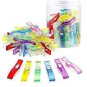 Coideal Large Sewing Fabric Clips, 60 Pcs Jumbo Quilt Clips for Quilting with Plastic Box Package, Assorted Bright Colors (Multicolored)