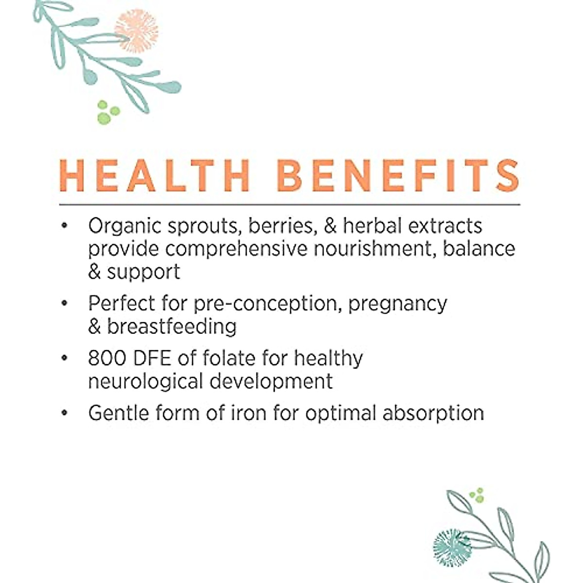 PURE SYNERGY PureNatal Prenatal Vitamin | 120 Tablets | Made with Organic Ingredients | Non-GMO | Vegan | Gentle on Stomach | Made with Organic Veggies and Fruits