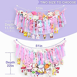 Basumee Stuffed Animals Net Or Hammock Wall Mounted Stuffed Animals Storage Display Plush Toy Storage With Tassels For Nursery Playroom Kids Room Decor