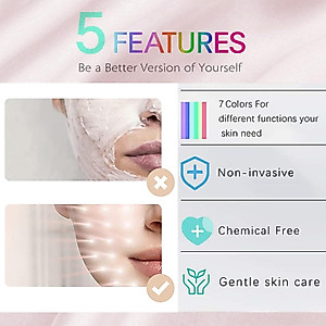 RtLvio Led Face Mask Light Therapy, 7 Colors LED Light Therapy Mask for Facial Skin Care, Colorful LED Beauty Mask, Led Mask Therapy Facial