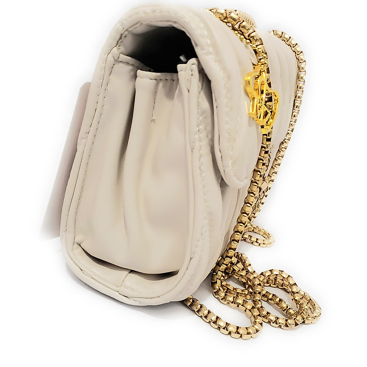 MariaKinz Crossbody/Shoulder Small Bag and Phone Holder Purse Convertible Chain Strap (Cornforth White)