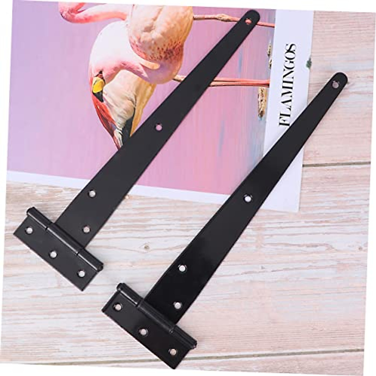 Housoutil 4pcs 10 Cabinet Hinges Black T Shape Hinges Heavy Duty Black Gate Hinges for Metal Black Gate Hinges for Wooden Fences Heavy Duty Barn Door Gate Spring Door Hinges Strap Hinges