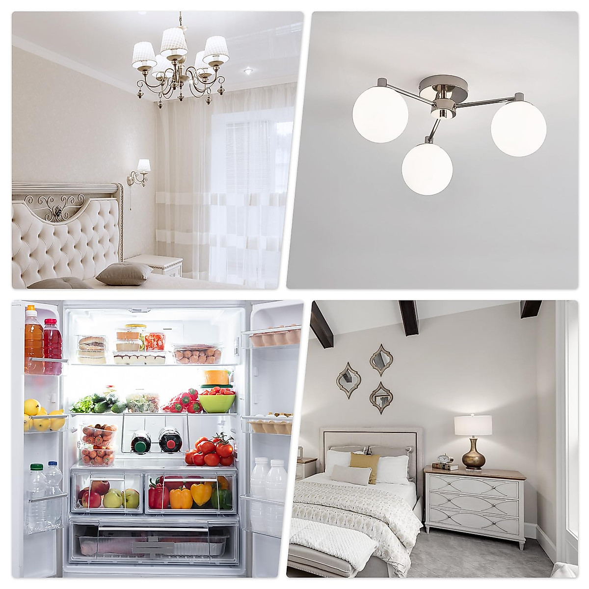 SHINESTAR Refrigerator Light Bulb, 40 Watt Appliance Bulbs for Fridge, 5000K Daylight, Waterproof A15 LED Bulb, Non-dimmable, 2-Pack