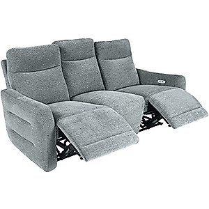 Homelegance Edition 78" Fabric Power Double Lay-Flat Reclining Sofa, Dove