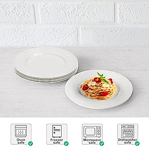 HomeElves Dinner Plates Set of 6, Dinnerware Set White Plates, Kitchen Plates Microwave Safe Plates, 10 Inch Blue Plates Blue Floral Plates Porcelain Dinner Plates