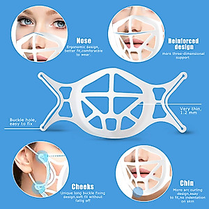 3D Face Mask Bracket 10PCS 3D Silicone Mask Bracket Mask Braces to Make Masks Fit Breathe Cup for Mask Inserts Plastic Mask insert Turtle Mask Holder (Black) Mask Rope is Fixed to Prevent Falling off