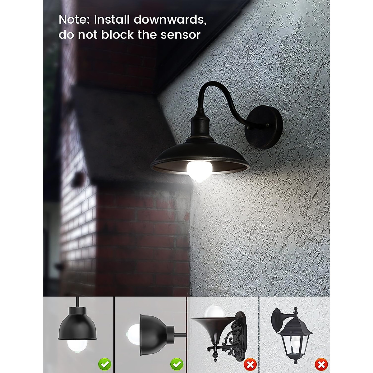 OHLUX Motion Sensor Light Bulbs Outdoor, 13W(120W Equivalent) Movement Activated Dusk to Dawn Security LED Bulb, A19 E26 5000K Bright White for Front Door Porch Garage Basement Hallway 2 Pack