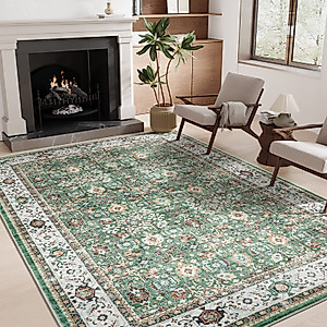 befbee 5x7 Area Rugs for living Room-Ultra-Thin Super Soft Washable Rugs with Anti-Slip Backing, Stain Resistant Foldable Home Decor Area rug (Grass Green,5'x7')