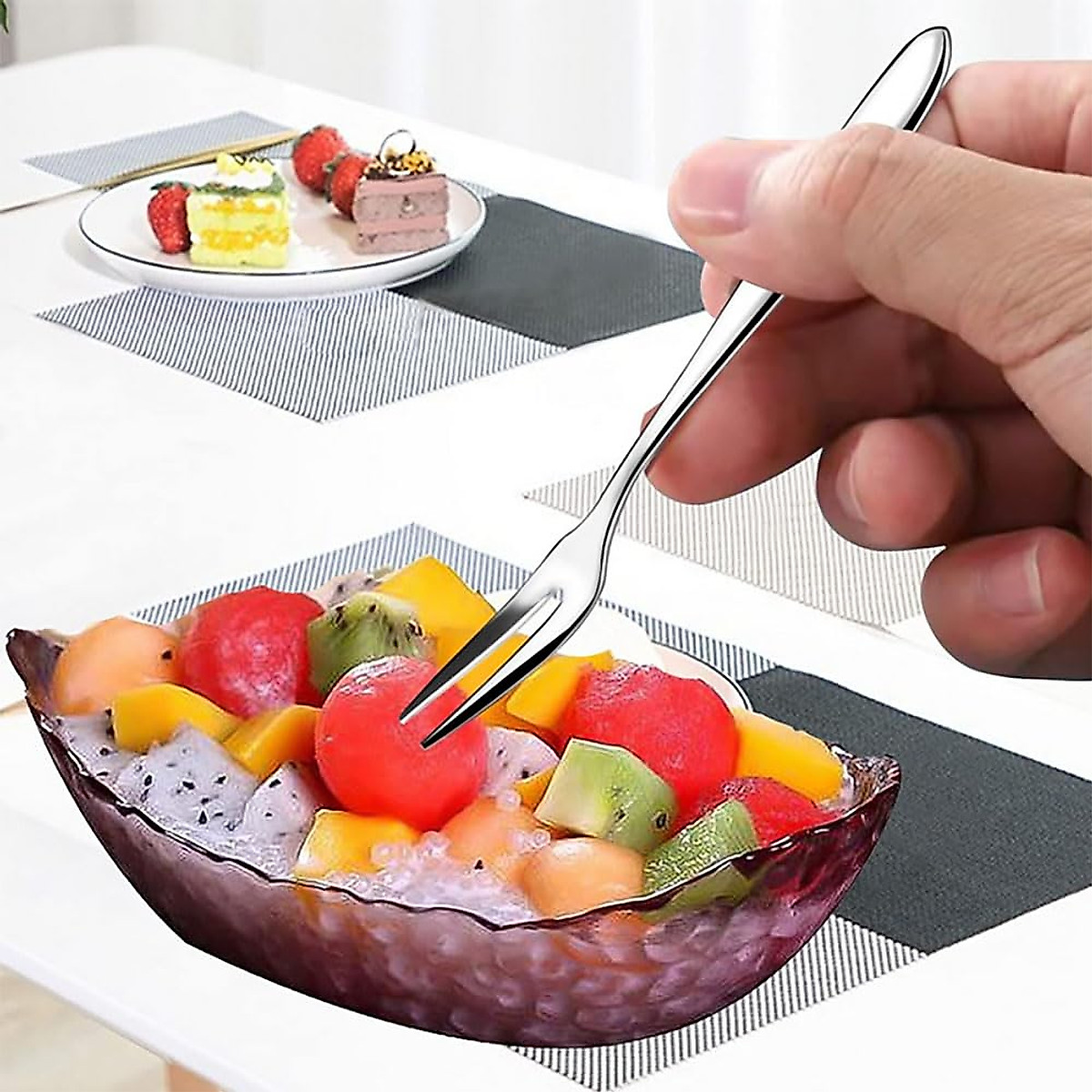 Stainless Steel Forks Set, Forks for Oyster and Shellfish, Appetizers Tasting Forks, Cocktail Salad Dessert Fruit Forks for Birthday Wedding Party Travel (6 Pcs)