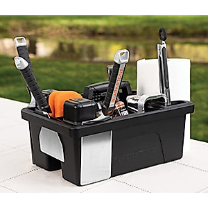 Blackstone 5556 Open Griddle Caddy Tool Box with Handle and Two Compartments Heavy Duty Saving Outdoor Grill BBQ Accessories, Portable Convenient Storage Cooking Space Organizer, Black